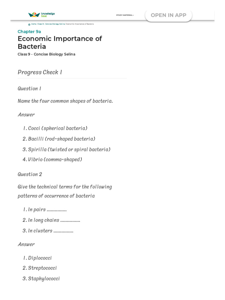 Chapter 9a_ Economic Importance of Bacteria _ Solutions for Class 9 ...