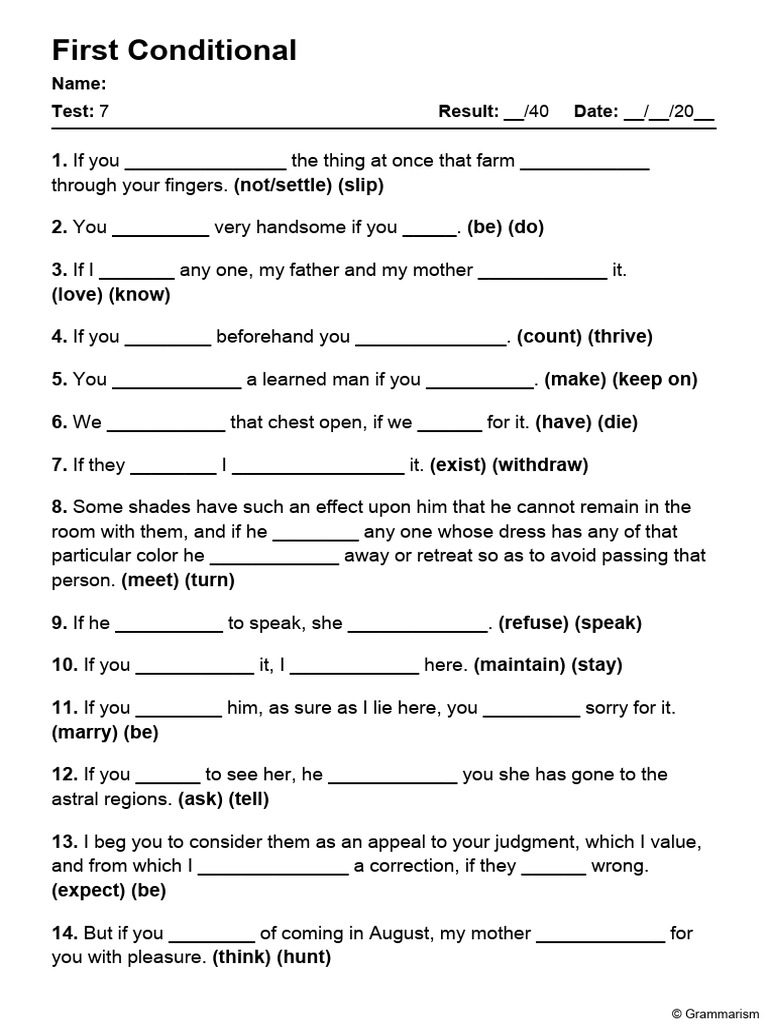Grammarism First Conditional Test 7 1520206 | PDF