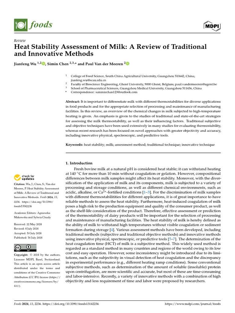 Foods 13 02236 | PDF | Milk | Denaturation (Biochemistry)