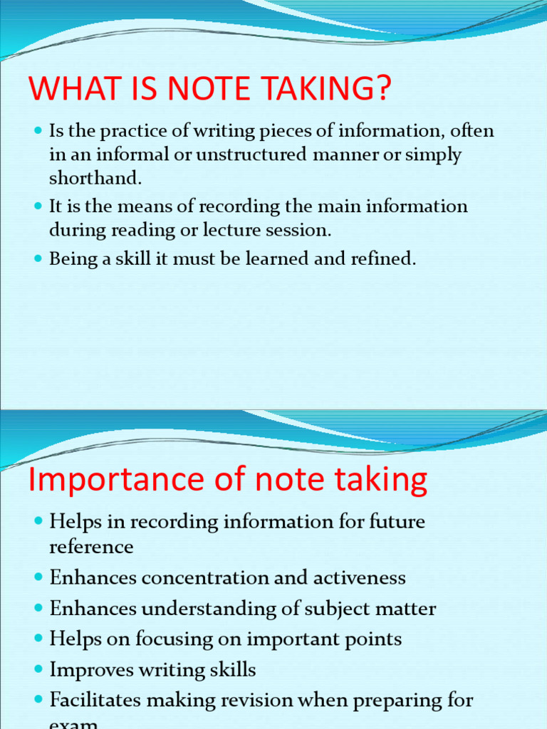 Note-Taking and READING Skills | PDF | Communication | Inference