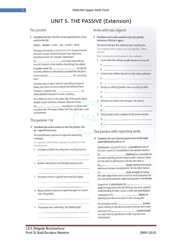 5 THE PASSIVE (Extension) | PDF