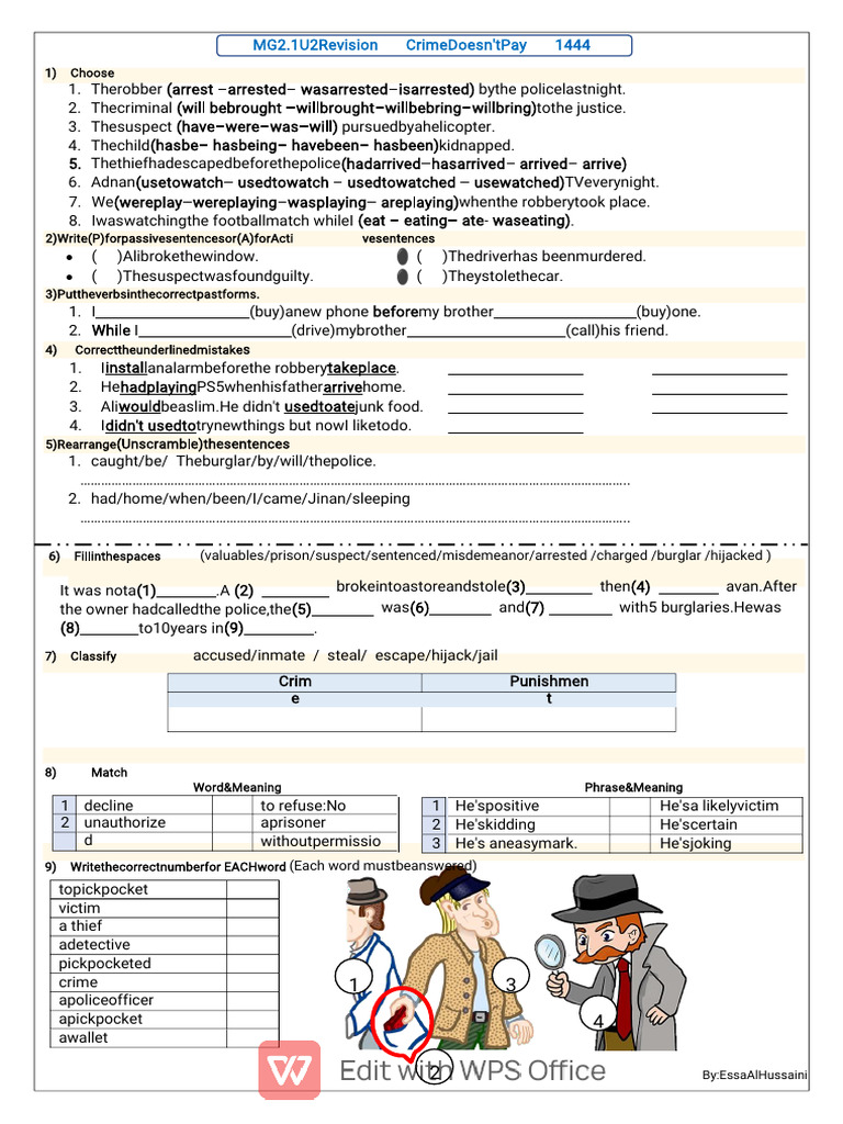 eng exam | PDF | Burglary | Crime & Violence