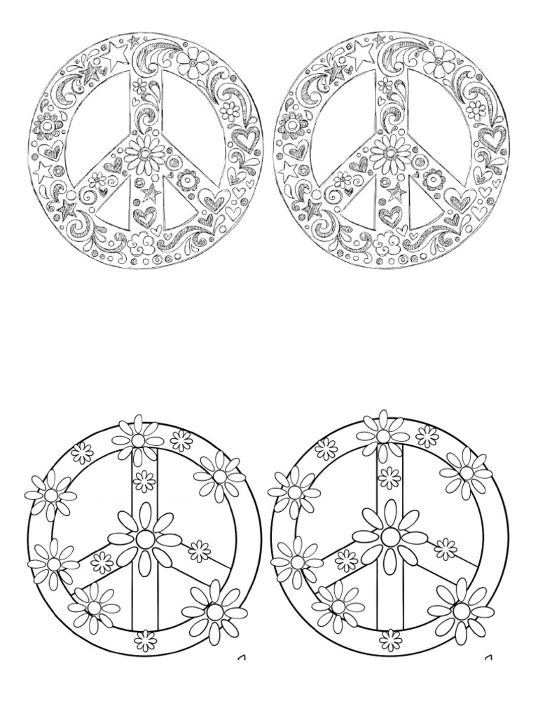 PEACE Sign Coloring (Size A5) | PDF
