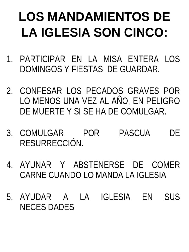 Mandamientos de la Iglesia: Resumen | PDF