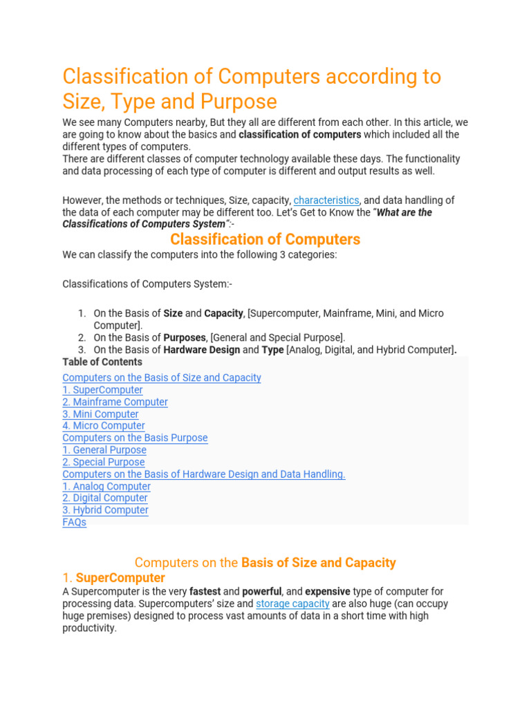 6. Types of Computer | PDF | Microcomputers | Mainframe Computer