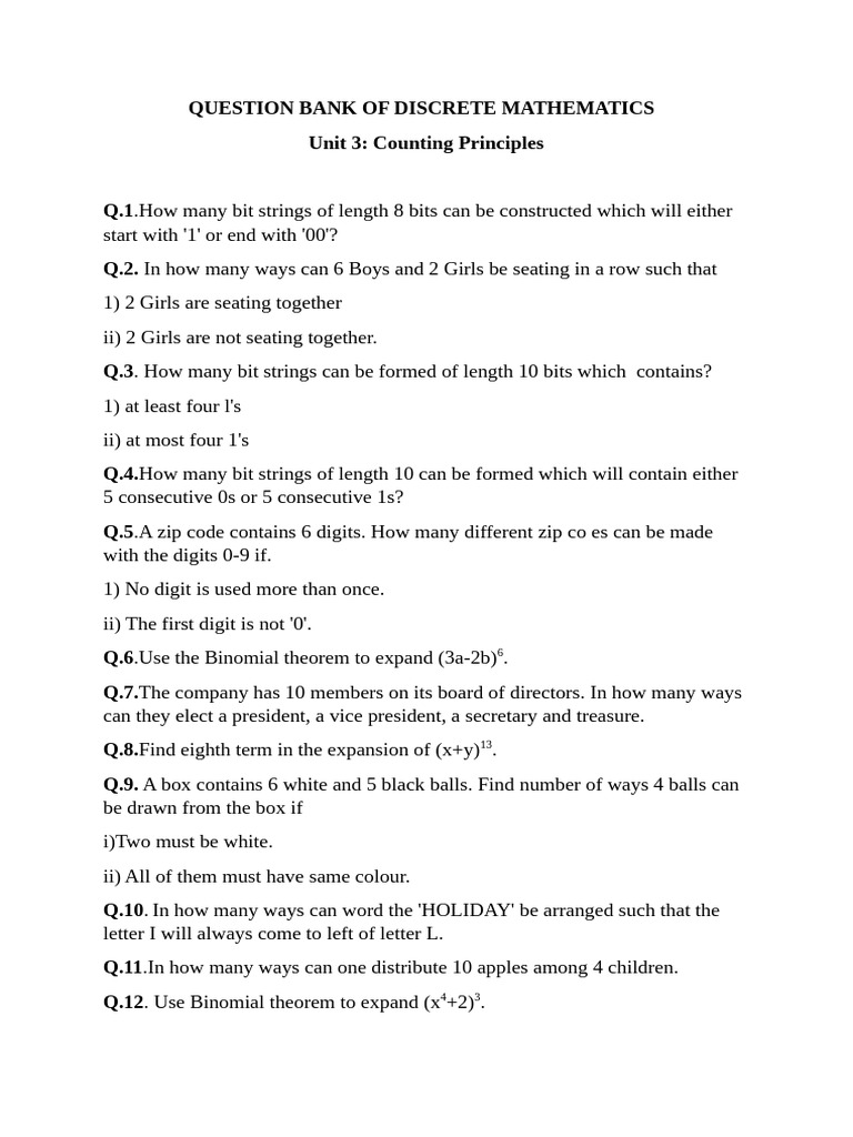 QB Counting Principles | PDF | Discrete Mathematics | Mathematics