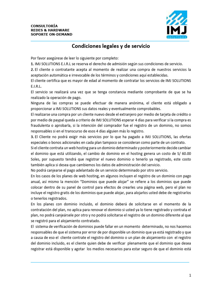 Condiciones de Servicio | PDF | Servidor (Computación) | Spamming