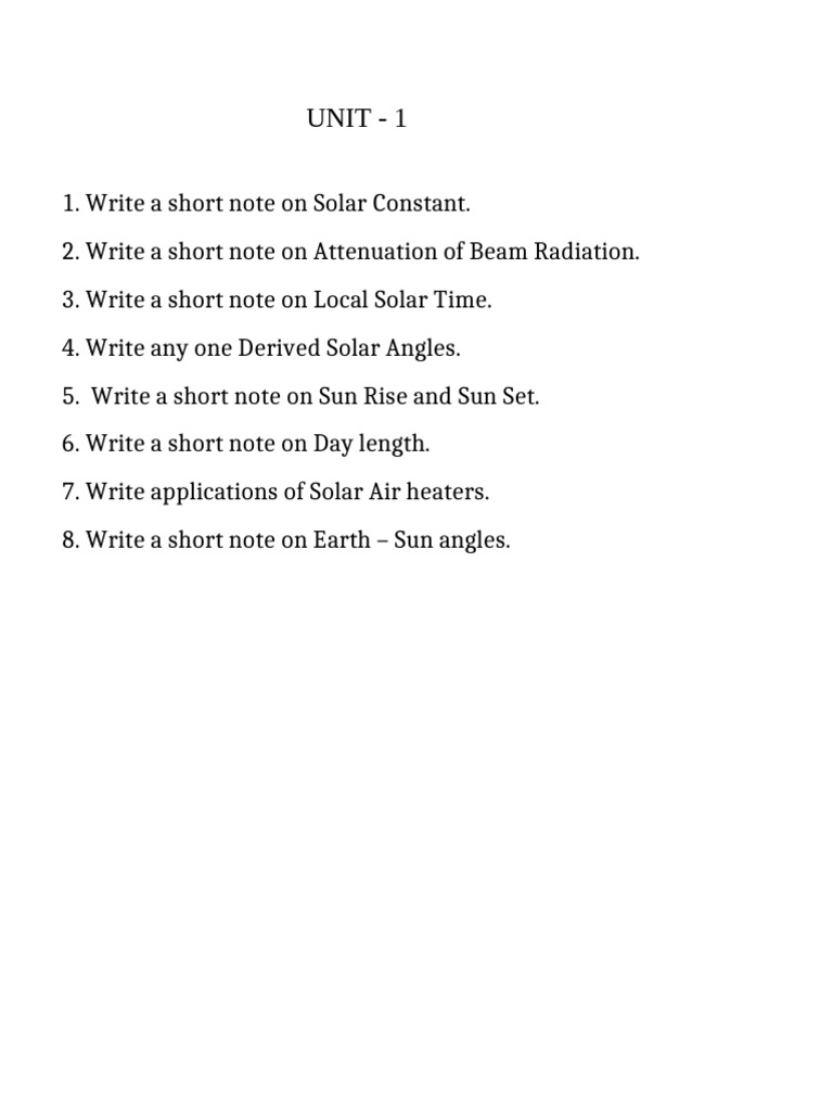 Res Unit Wise Short Questions | PDF