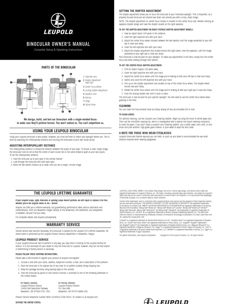 LS Binocular Mnl 56116 RevN WEB 2 | PDF | Eye | Optics