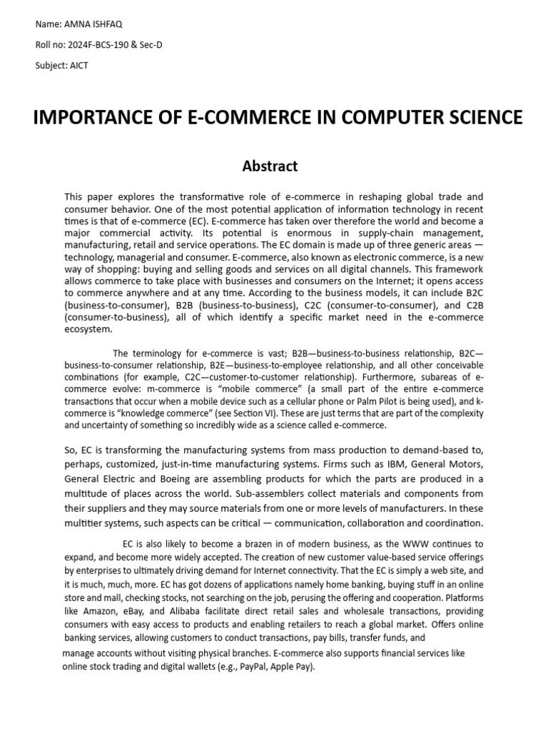 Research Paper On E-Commerce | PDF | E Commerce | Retail