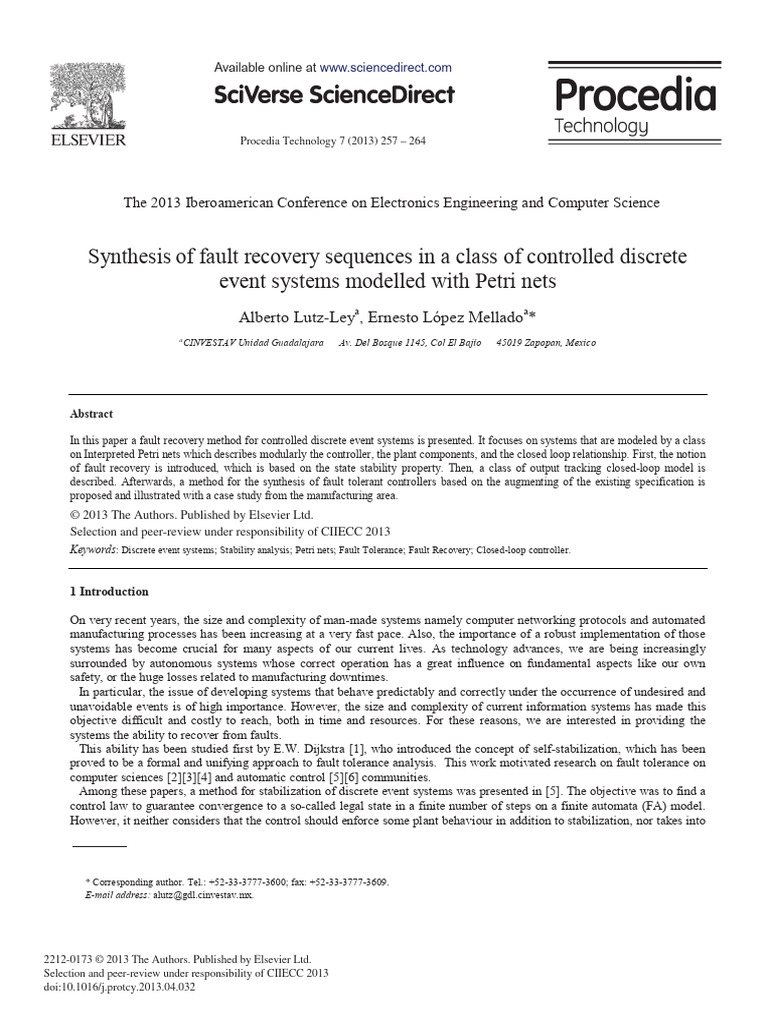 Synthesis Of Fault Recovery Sequences In Pdf Matrix Mathematics Mathematics 