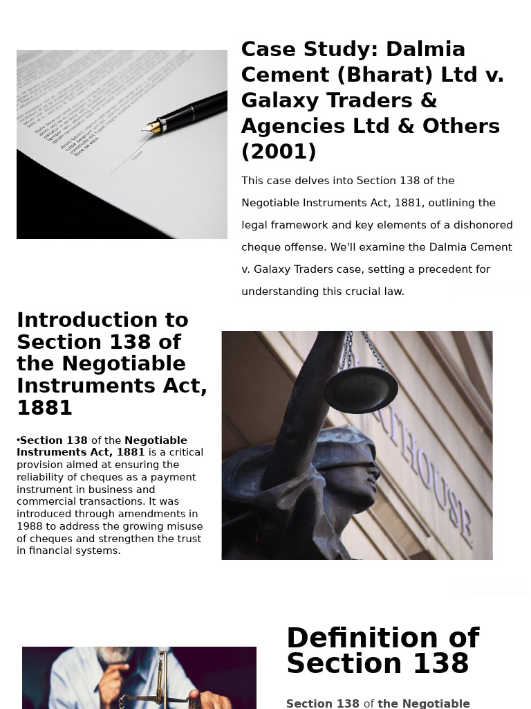 Dalmia Cement vs. Galaxy Traders Case Study | PDF | Cheque | Negotiable Instrument