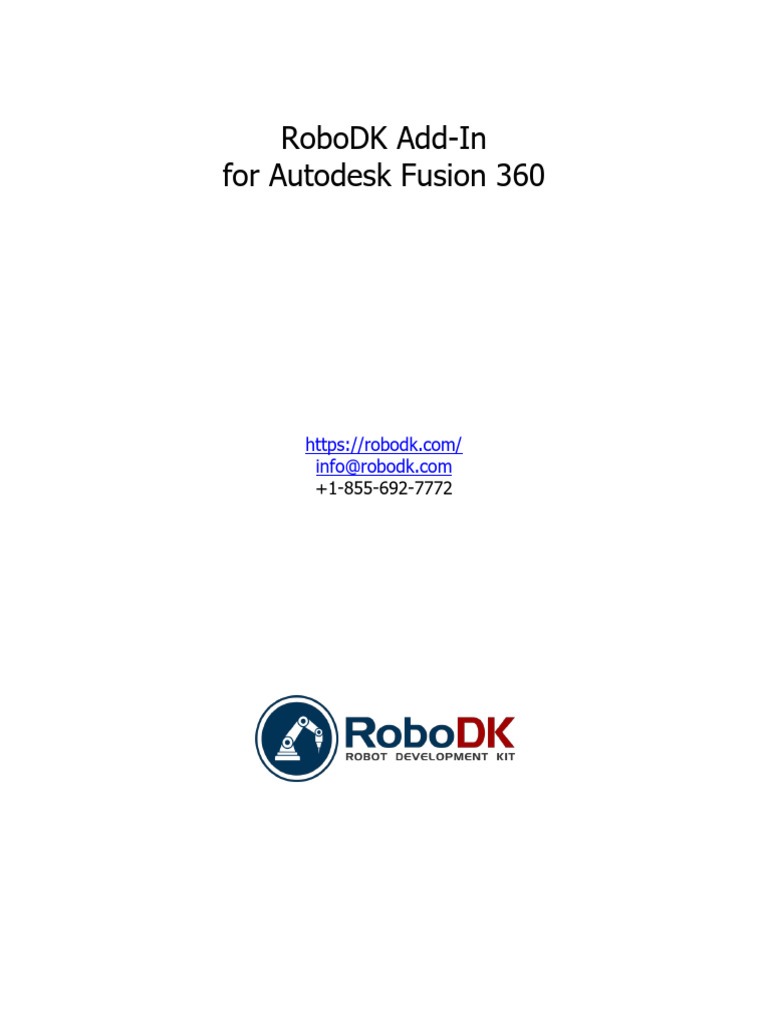RoboDK Add-In for Fusion 360 Guide | PDF | 3 D Computer Graphics | Computer Aided Design
