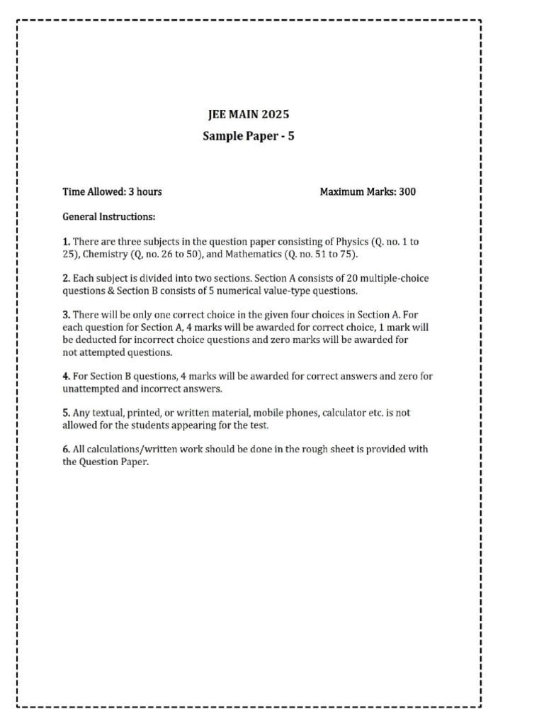 Sample Paper 5 | PDF