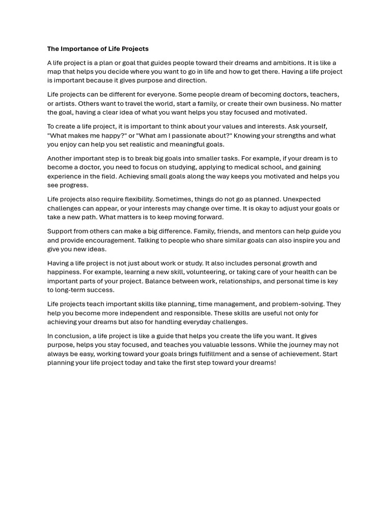 Creating Your Life Project Guide | PDF