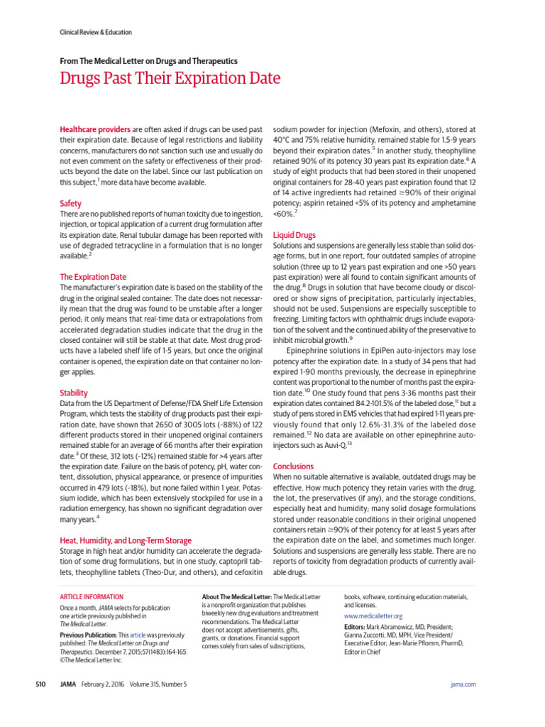 Drugs Past The Expiration Rate | PDF | Shelf Life | Pharmacology