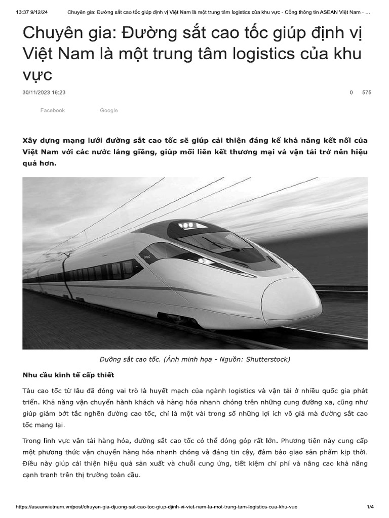 Duong Sat Cao Toc Dinh VI VN La Trung Tam Log | PDF