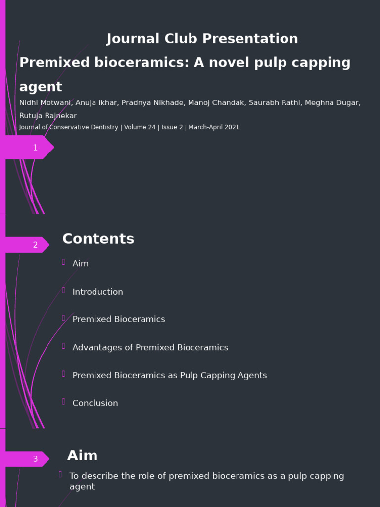 Premixed Bioceramics | PDF | Bioceramic | Dentistry Branches