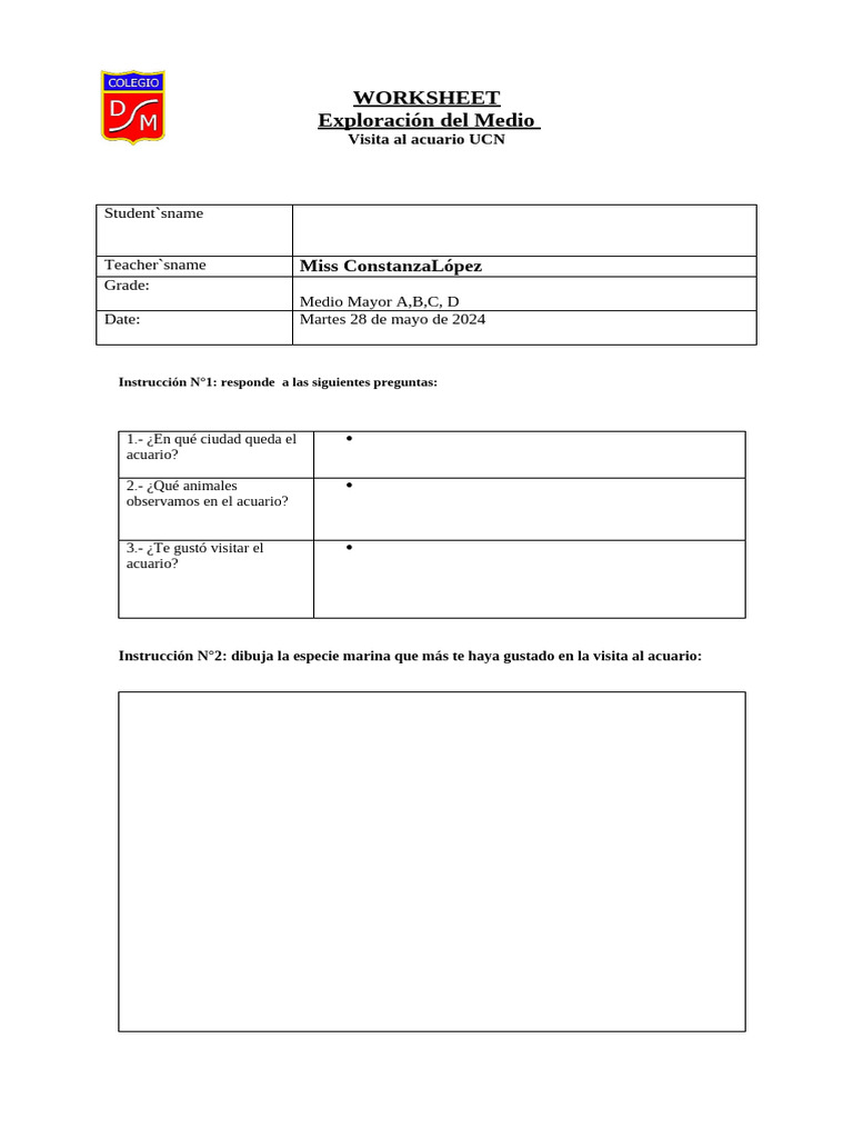 Guia Visita Acuario | PDF