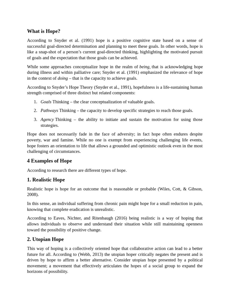 hope interventions | PDF | Hope | Goal
