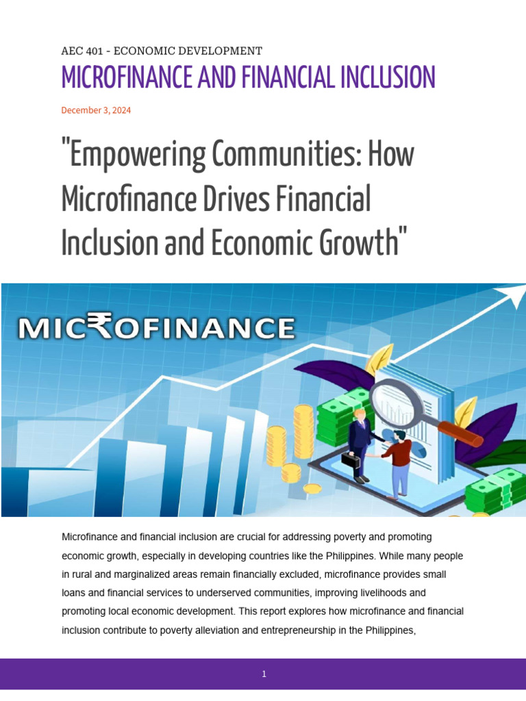 Narrative Report On Microfinance and Financial Inclusion | PDF ...