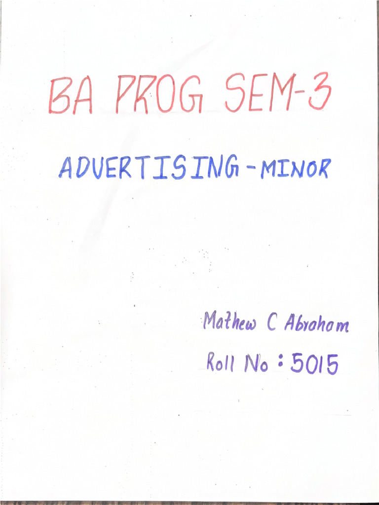 Third Sem Advertising Assignment | PDF