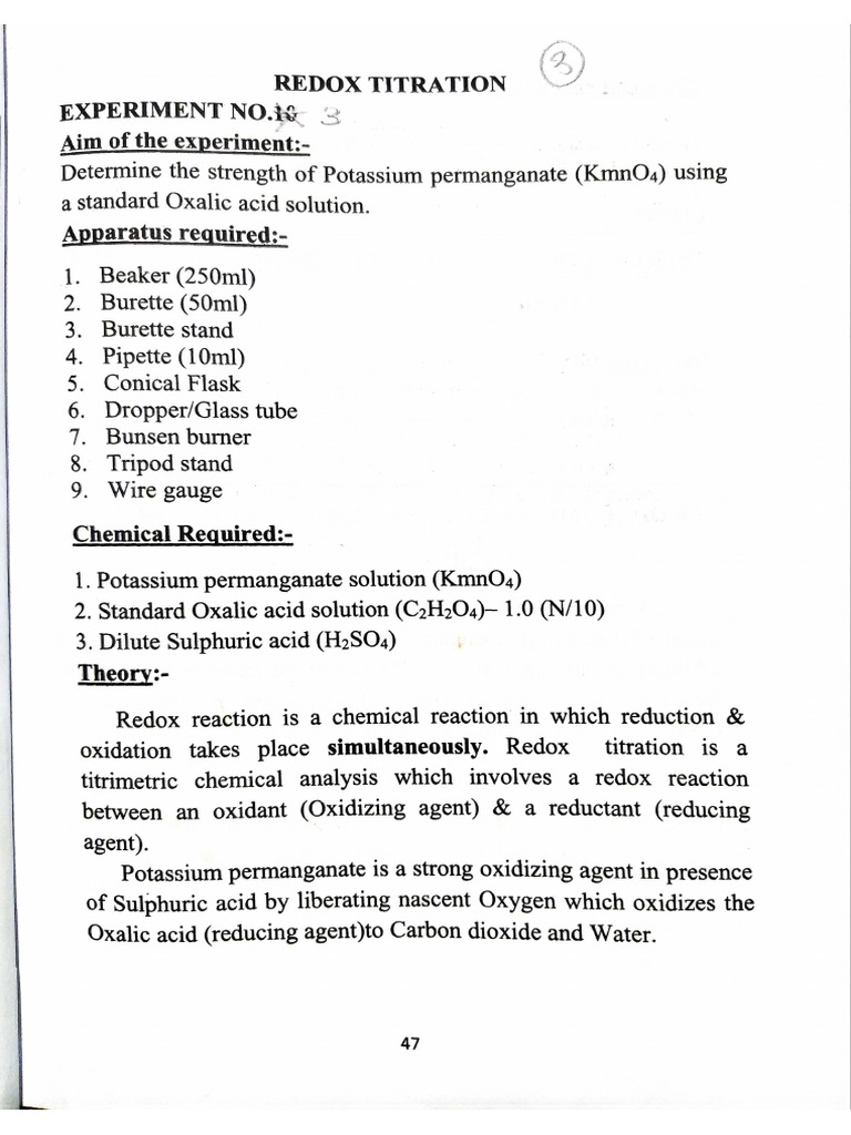 Expt No 3 (Redox Titration) | PDF