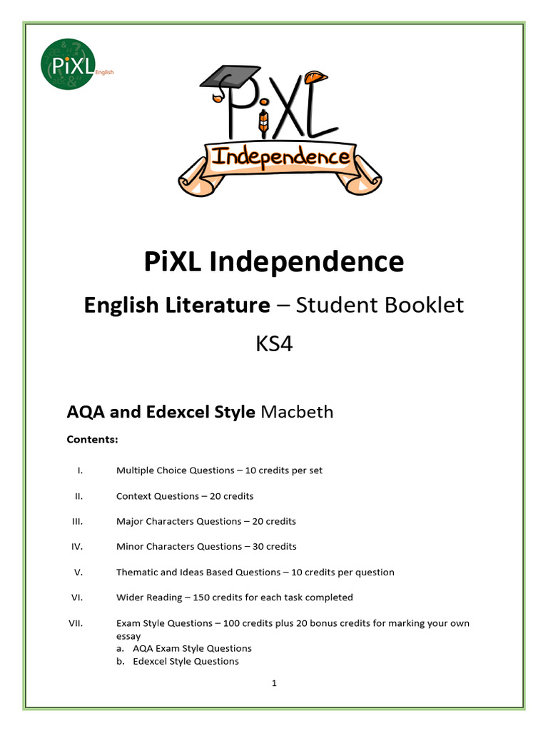 PiXL Independence - English Literature - GCSE - Macbeth - STUDENT ...