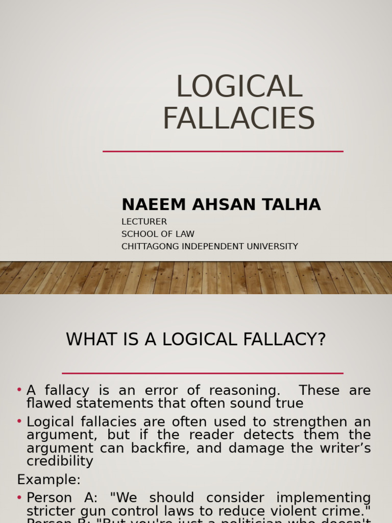 Lecture 10 Logical Fallacy | PDF | Fallacy | Logic