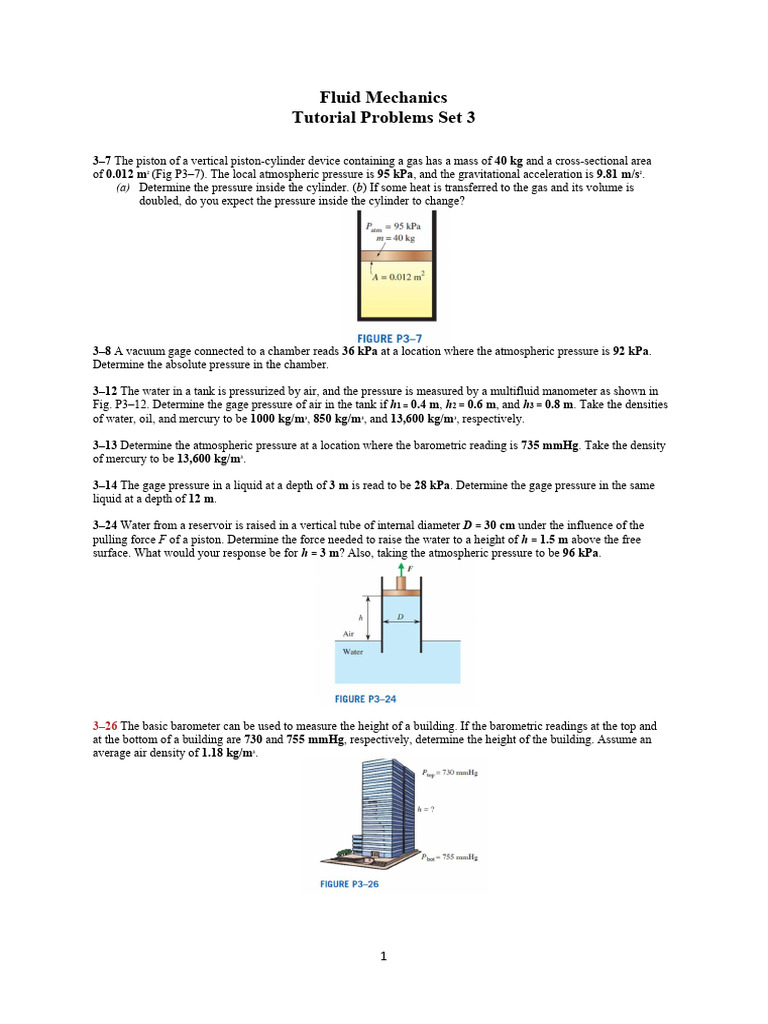 Chapter 3 Tutorial Problems | PDF | Pressure | Pressure Measurement Chapter 3 Tutorial Problems | PDF | Pressure | Pressure Measurement