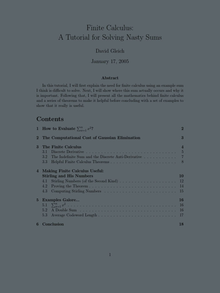 Gleich 2005 - Finite Calculus | PDF | Calculus | Integral