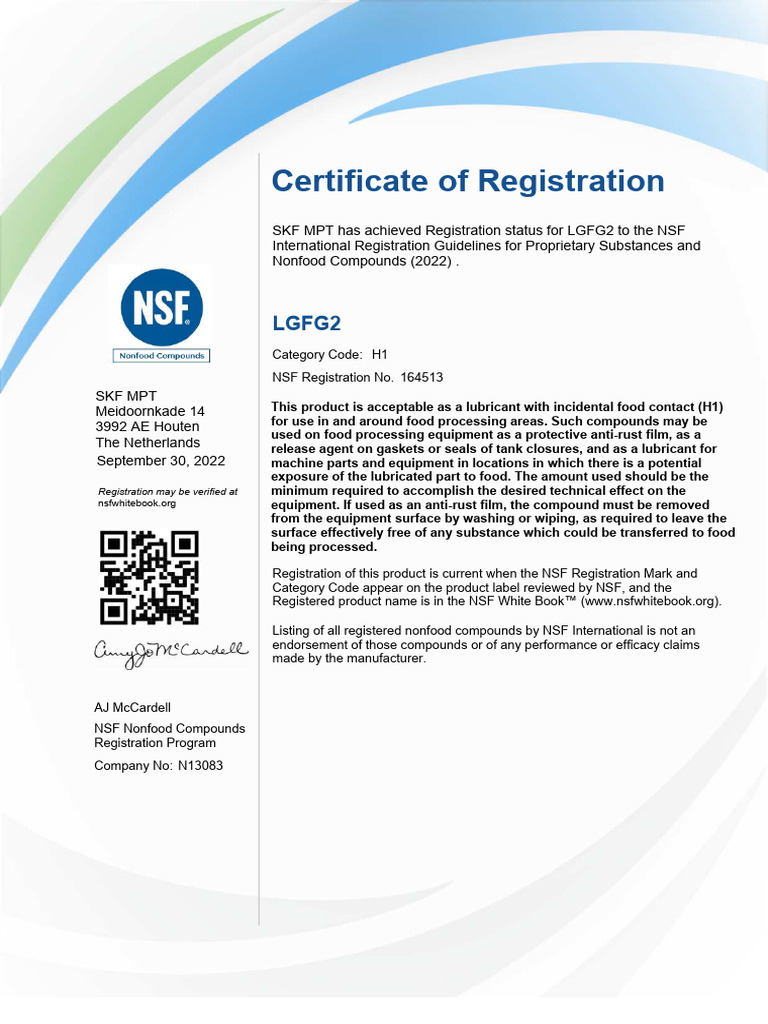 NSF Certificate | PDF