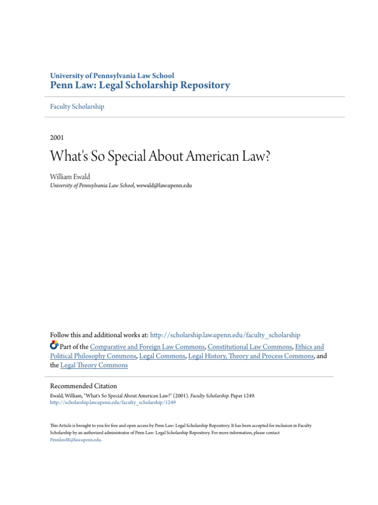 What's Unique About American Law? | PDF | Common Law | Civil Law (Legal ...