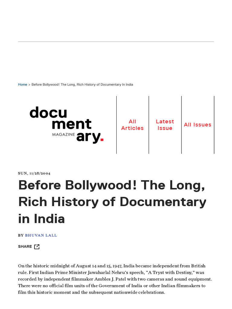 Before Bollywood! The Long, Rich History of Documentary in India ...