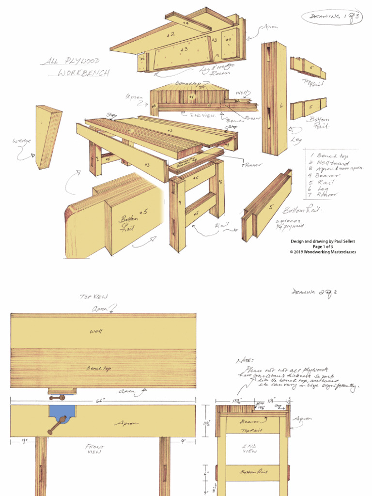Plywood Workbench Drawing v2 | PDF
