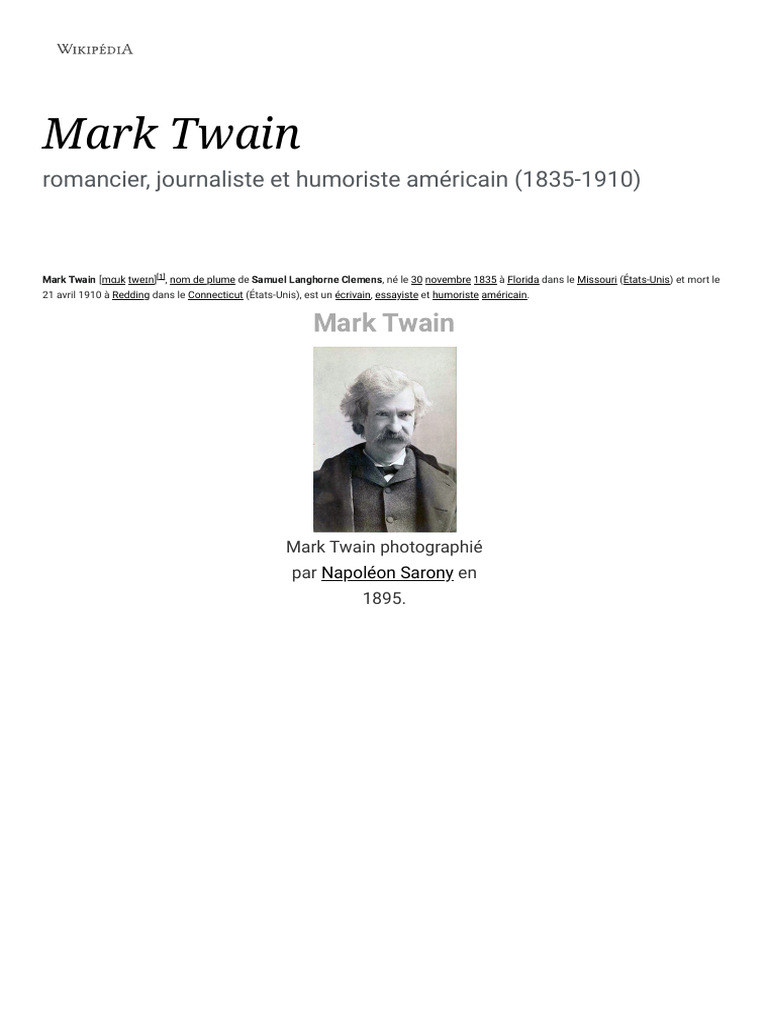 Biographie de Mark Twain | PDF | Mark Twain