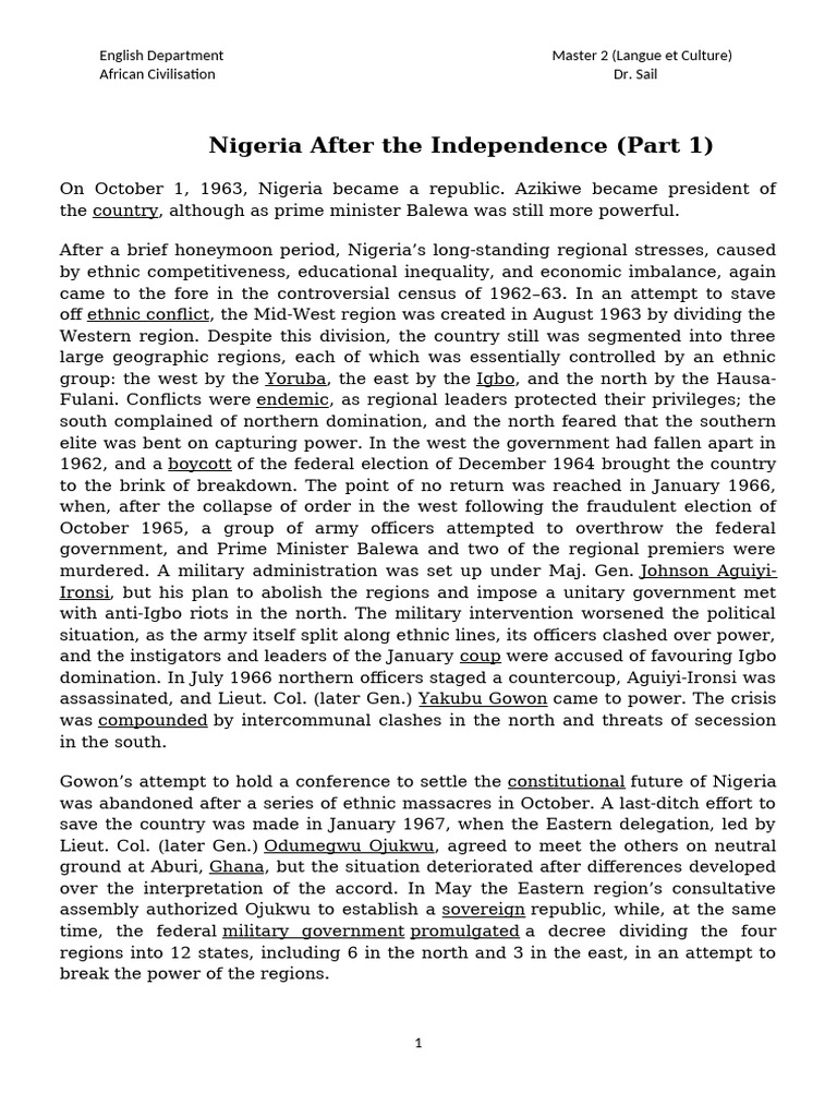 Nigeria After The Independence | PDF | Biafra | Boko Haram