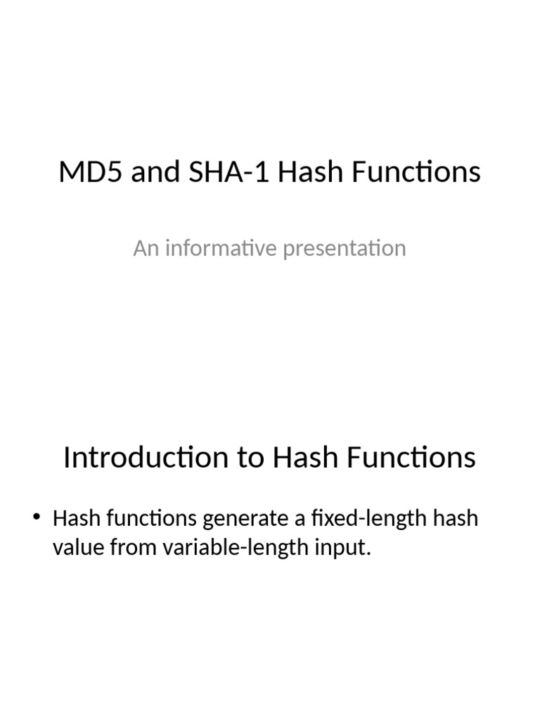 Hash Functions: MD5 vs SHA-1 | PDF