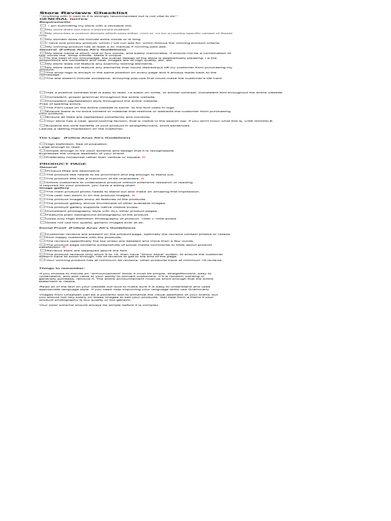 Store Launch Checklist | PDF