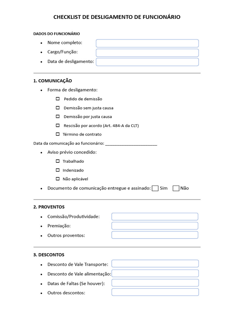 Checklist de Desligamento de Funcionário Modelo (1) | PDF