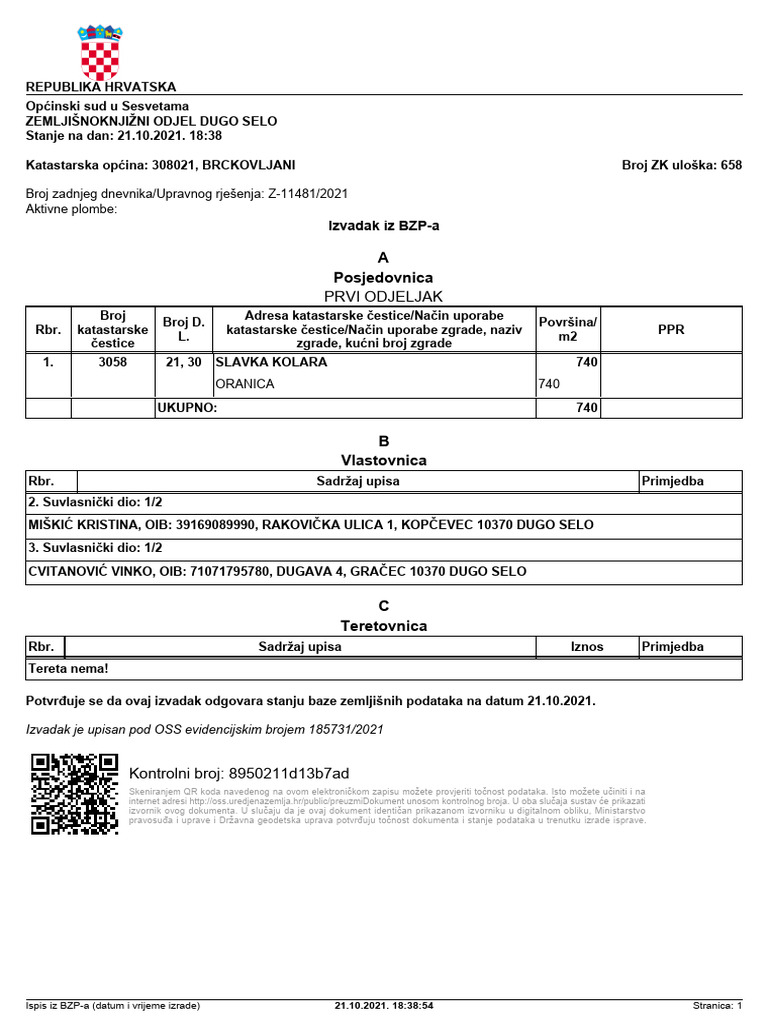 ZK Izvadak 1634834353989 | PDF