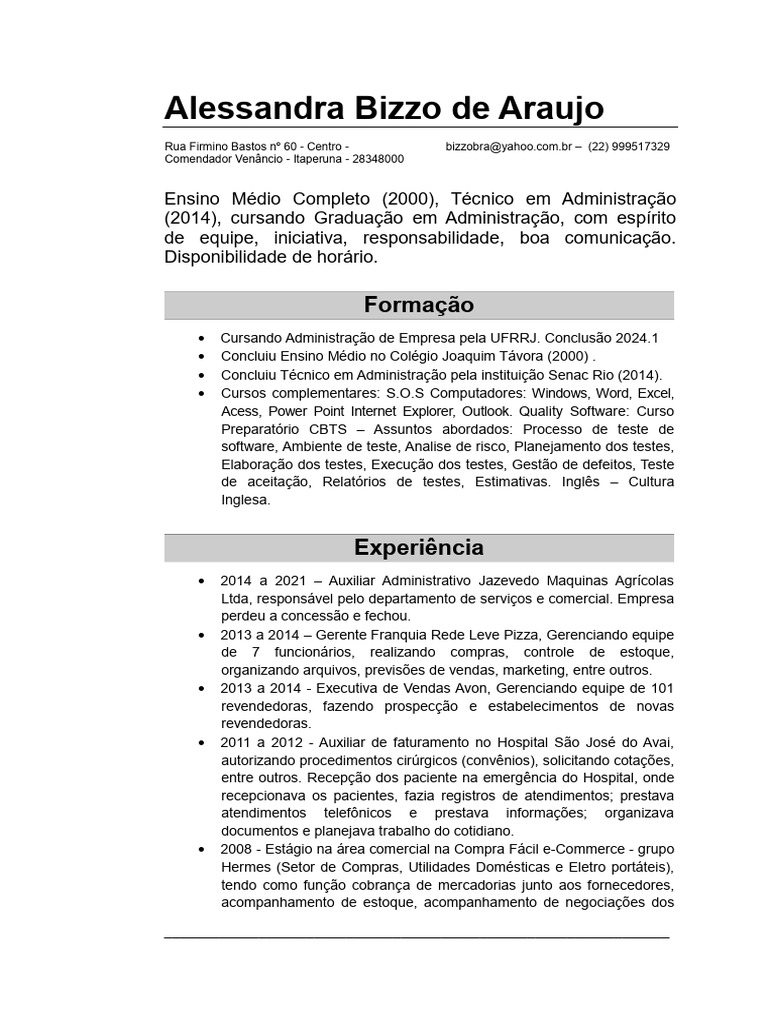 Curriculo Ale | PDF | E-commerce