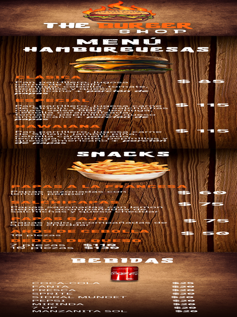 Menú de The Burger Shop | PDF
