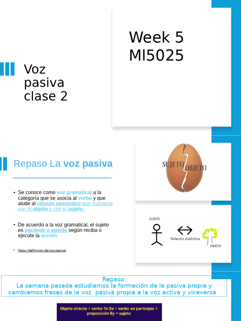 La Voz Pasiva | PDF | Asunto (gramática) | Conjugación gramatical