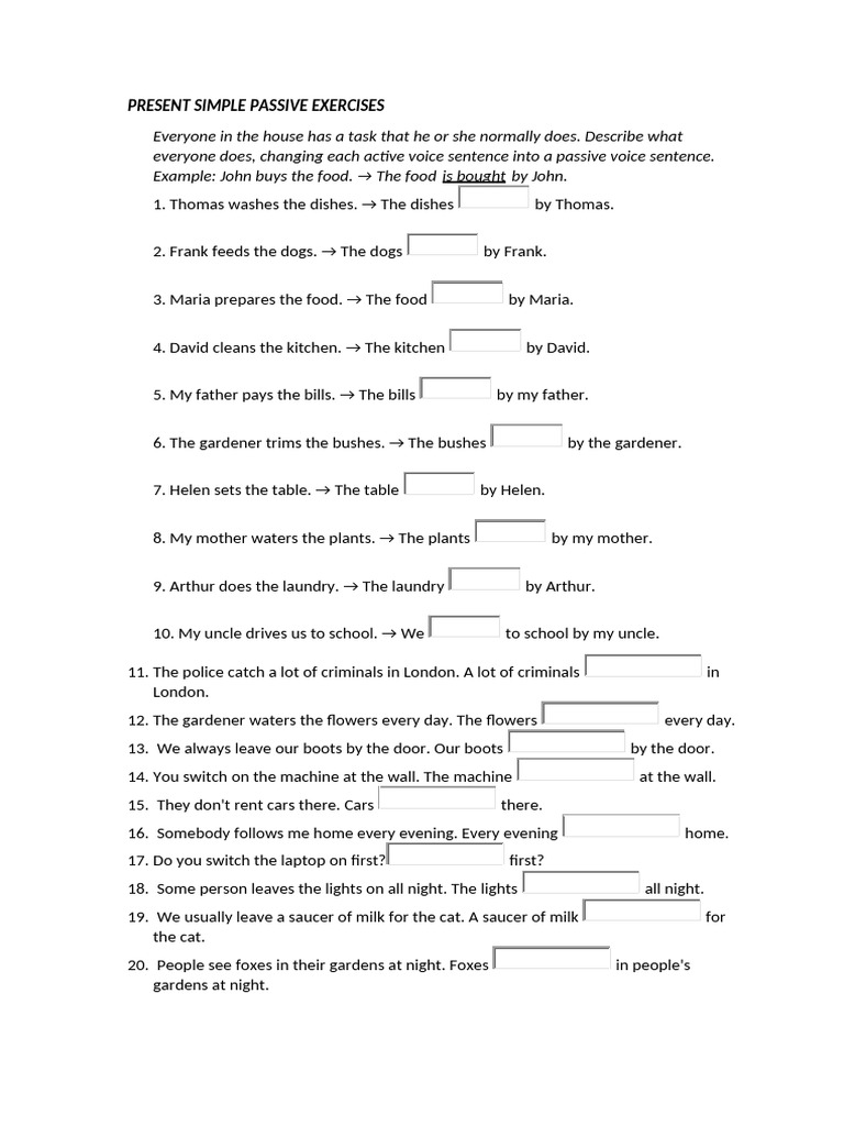 Present Simple Passive Exercises | PDF