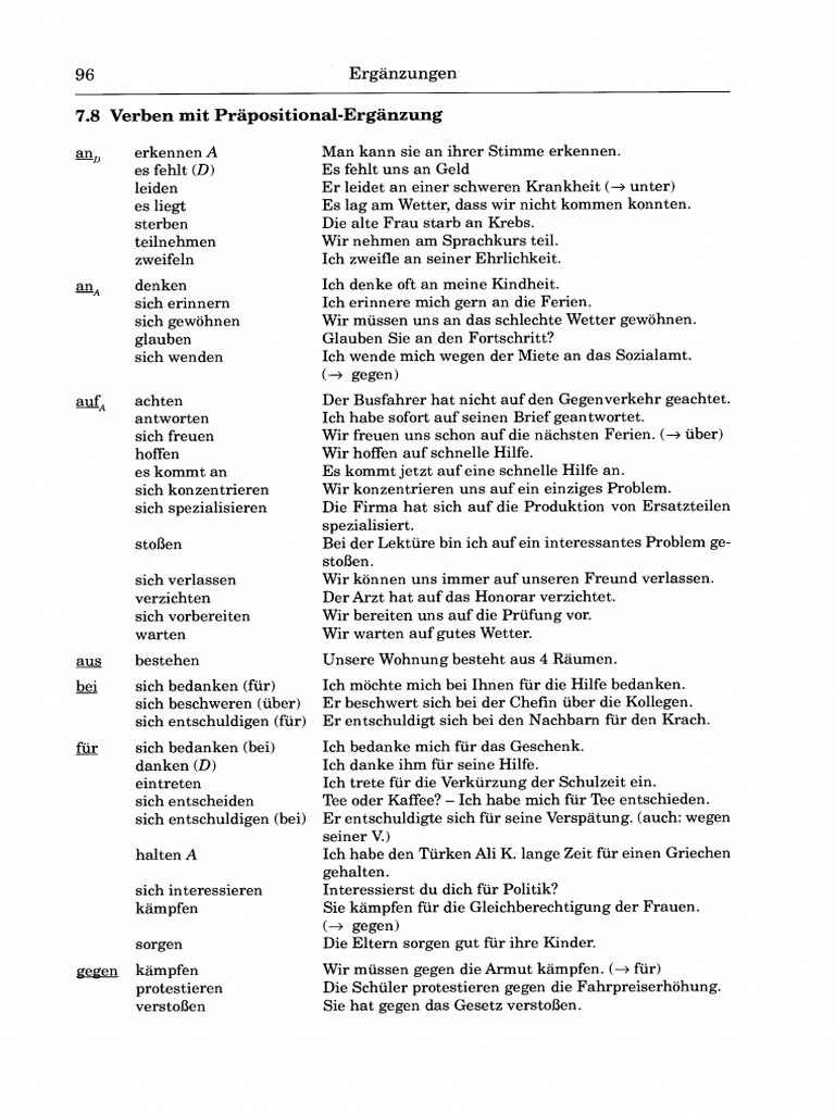 Verben Mit Präpositionen | PDF