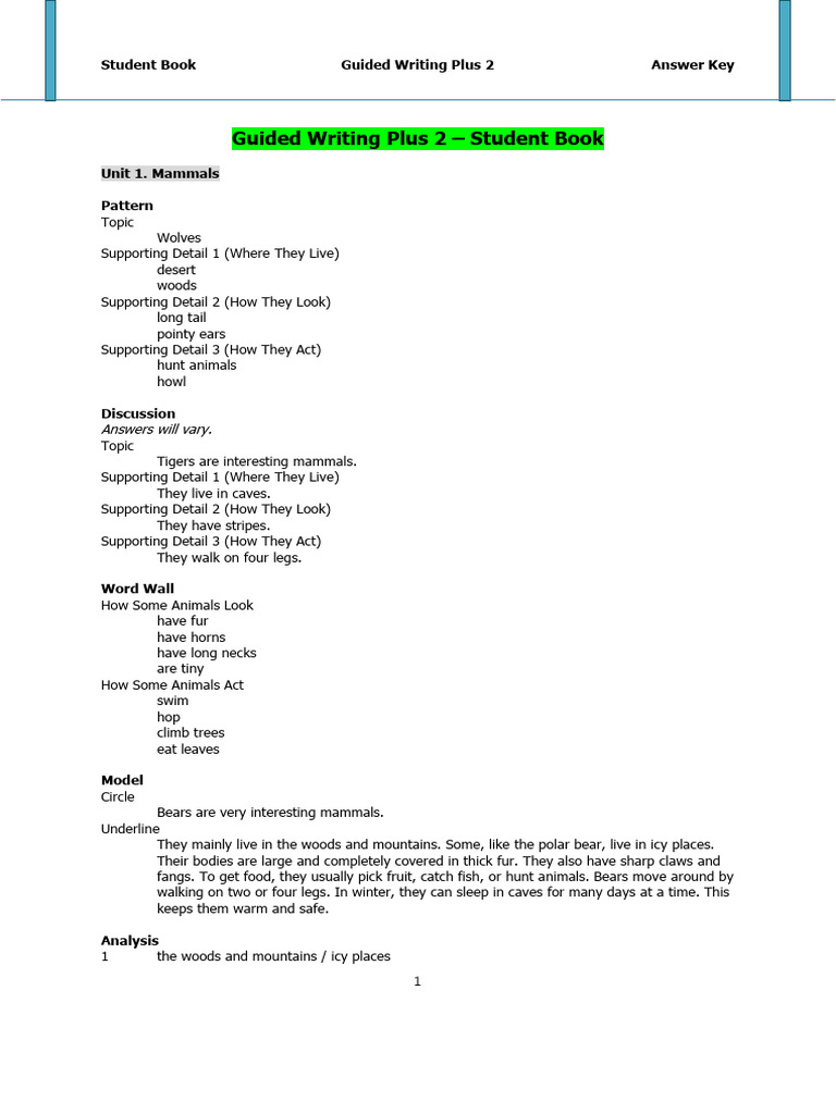 Guided Writing Plus 2 Answer Key | PDF | Waffle | Adverb