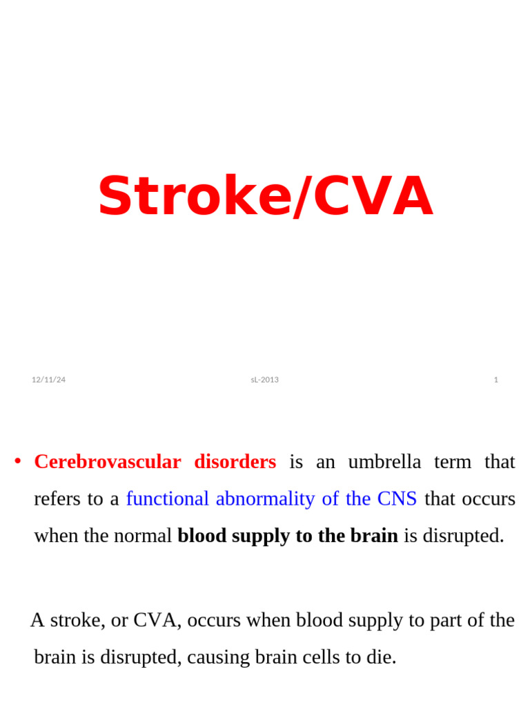 Stroke Presentation | PDF | Stroke | Ischemia