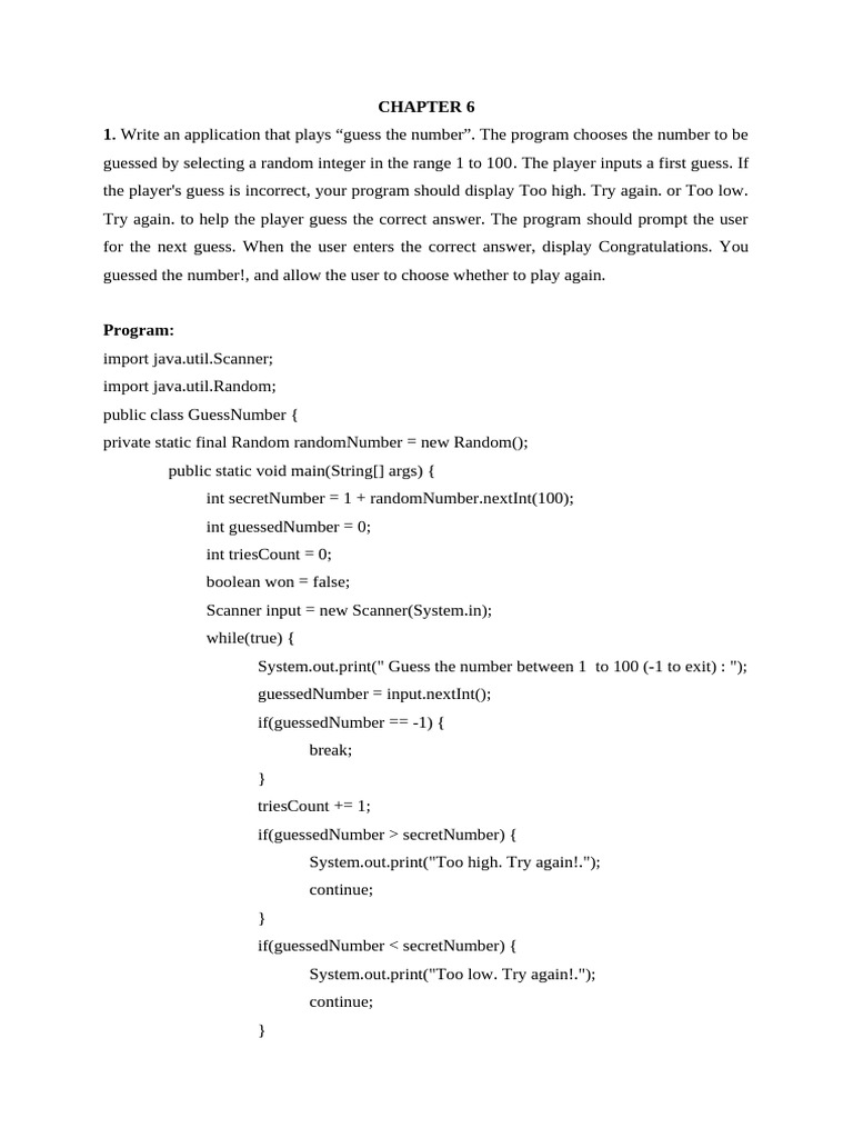 Java_CH6_Exercise | PDF | Computer Programming | Software Engineering Java_CH6_Exercise | PDF | Computer Programming | Software Engineering