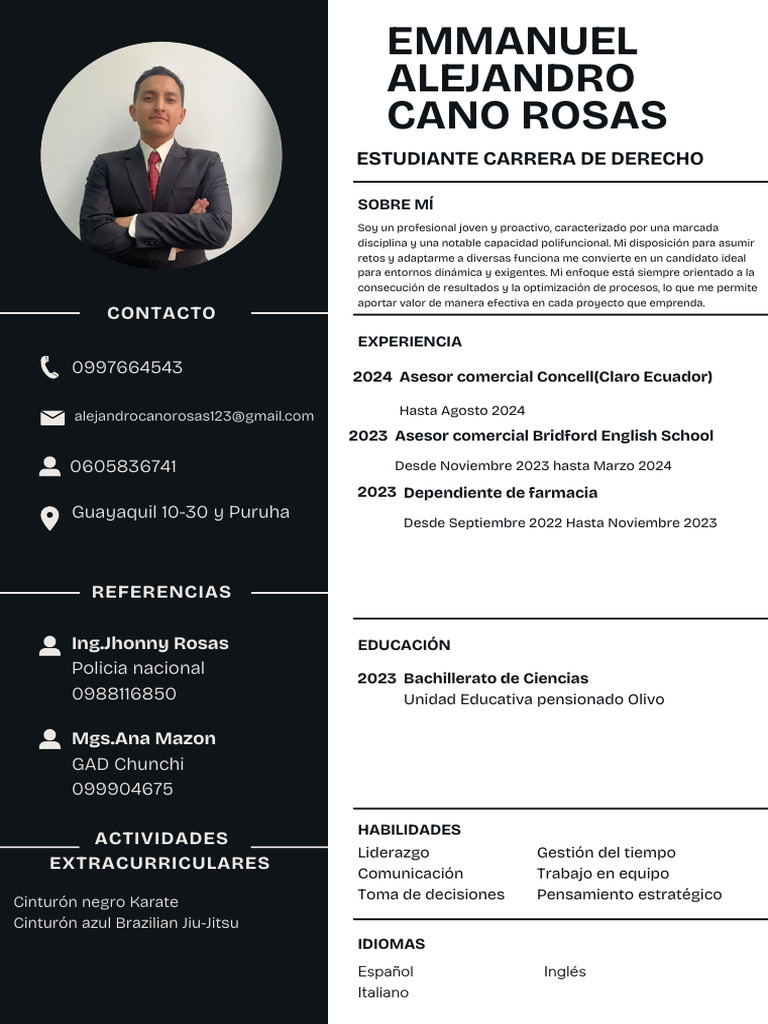 Hoja de Vida Administrador Sencillo Blanco y Negro - 20241205 - 142455 - 0000 | PDF